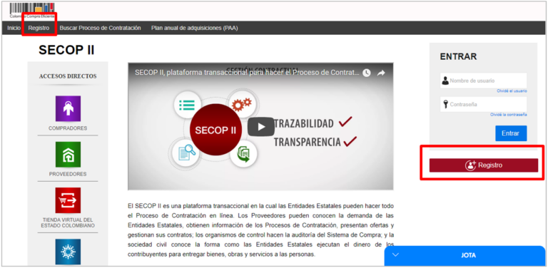 Registro de usuarios y cuenta de Entidad Estatal SECOP II – ANCP ...